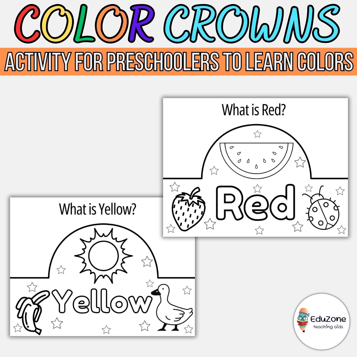 Color Crowns A Fun and Educational Activity for Preschoolers to Learn ...