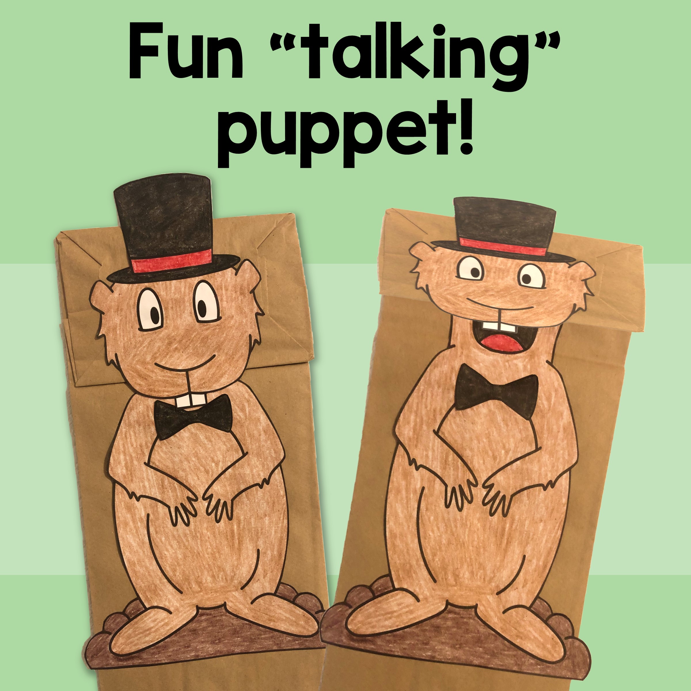 Groundhog Day Paper Bag Puppet Craft Activity for February | Made By ...