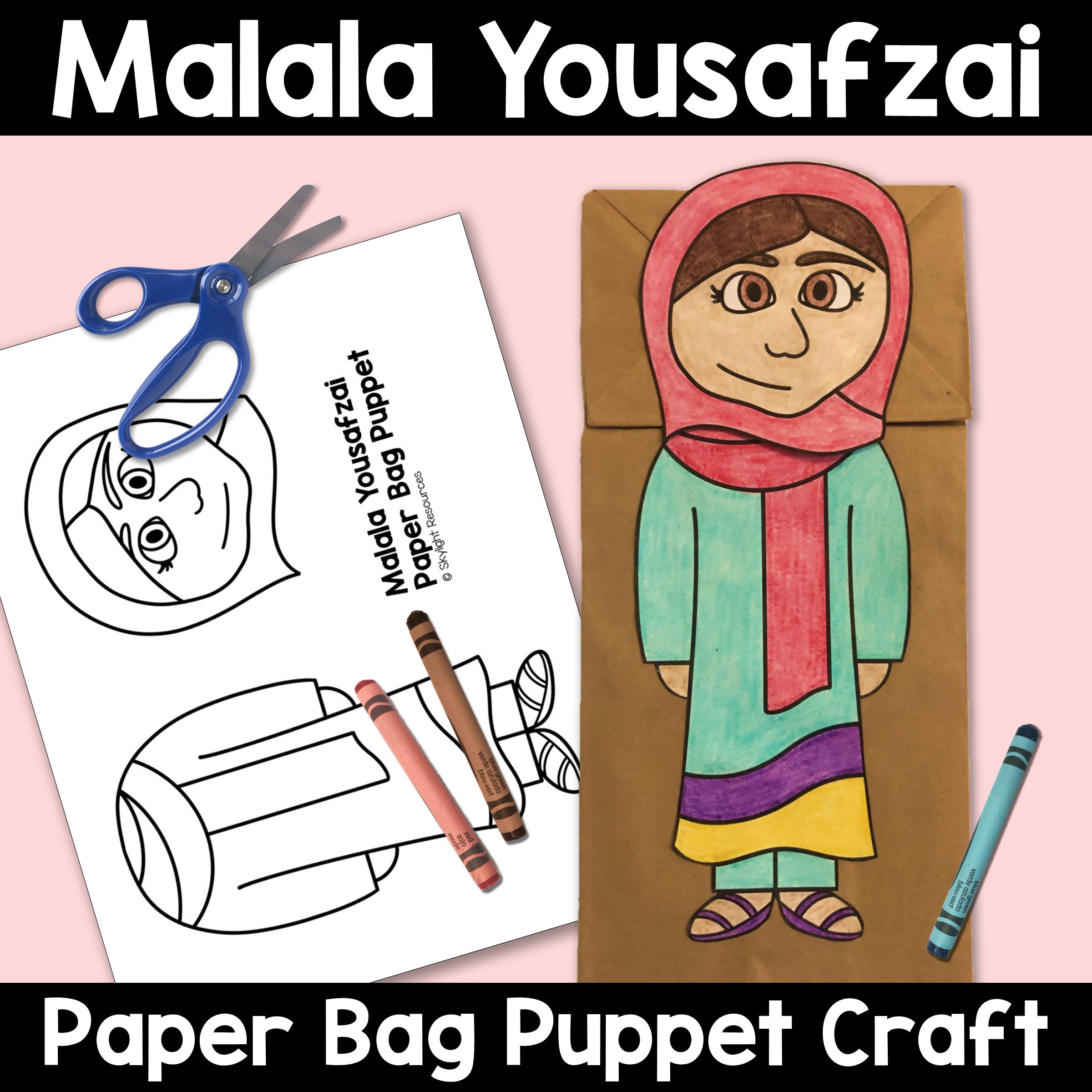 Women's History Month Paper Bag Puppet | Malala Yousafzai Craft ...