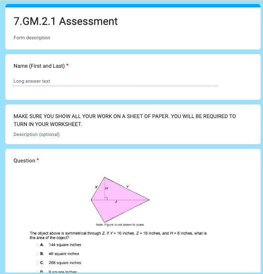 Complete Online Distance Learning 7th Math Area of Trapezoid 7.GM.2.1 ...