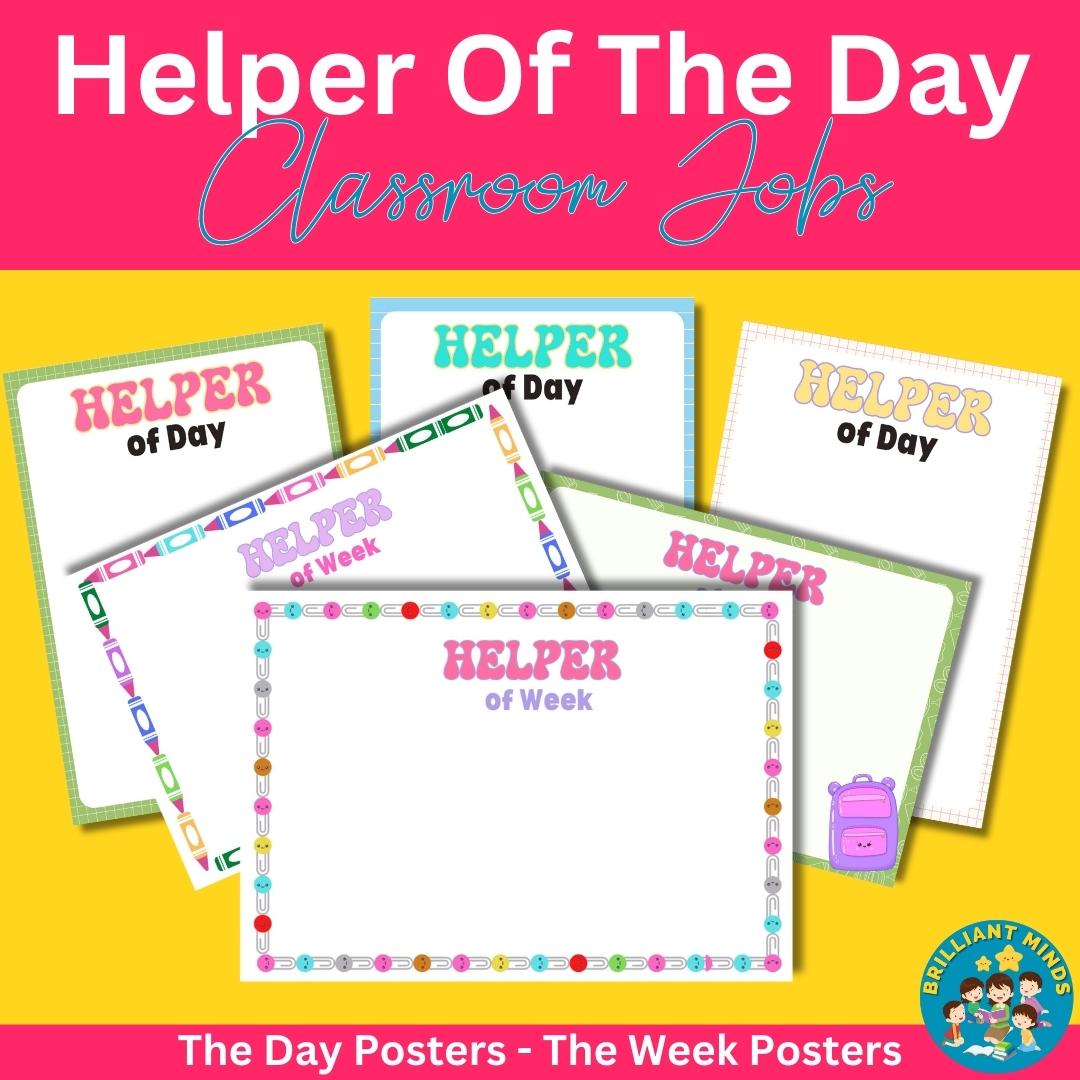 Student Helper Of The Day | Classroom Jobs | week Poster | Made By Teachers
