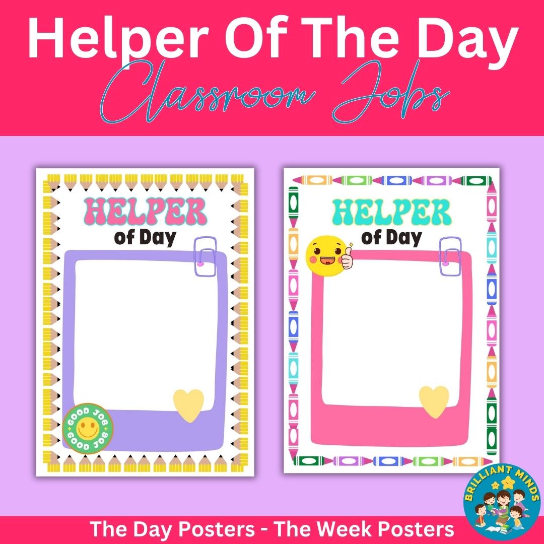 Student Helper Of The Day | Classroom Jobs | week Poster | Made By Teachers
