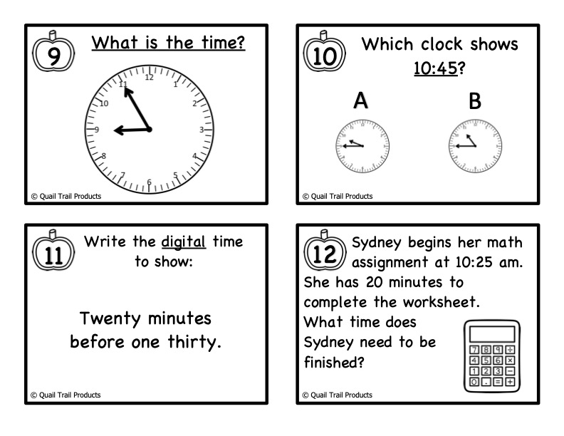 Elapsed Time Task Cards with 5-Minute Intervals | Made By Teachers