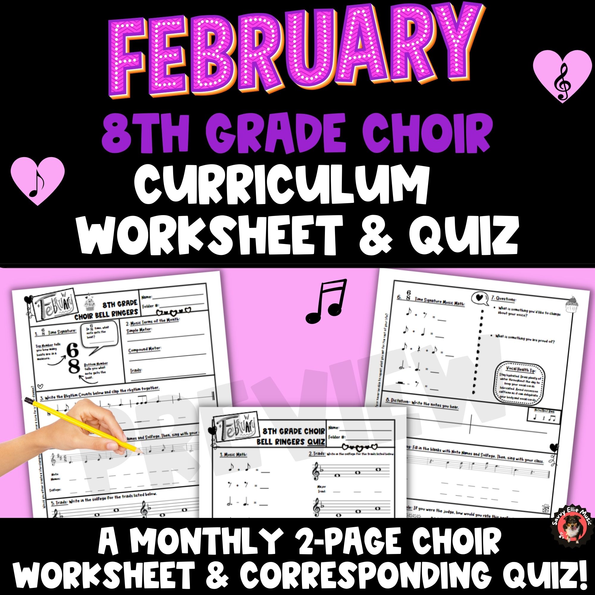 October 7th Grade Choir Curriculum Monthly Worksheet, Quiz & Answer ...