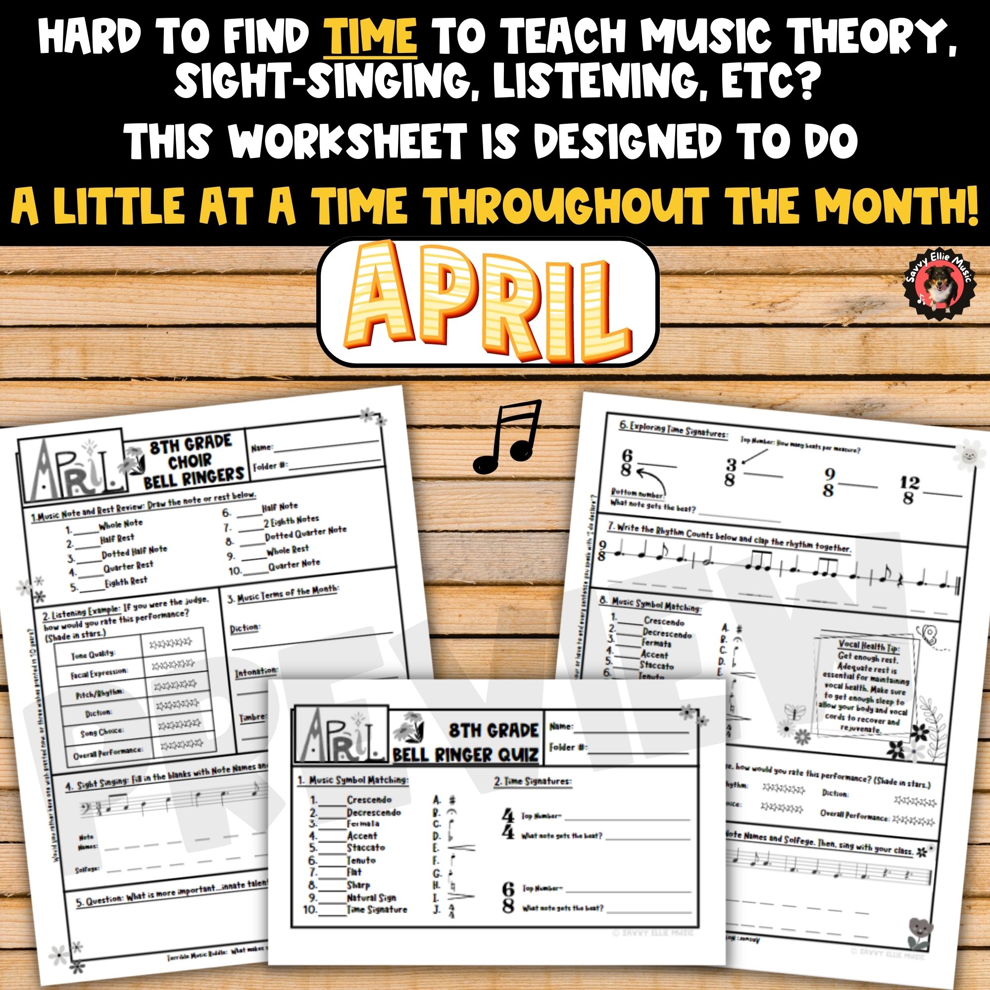 April 8th Grade Choir Curriculum Monthly Worksheet & Quiz | Made By ...