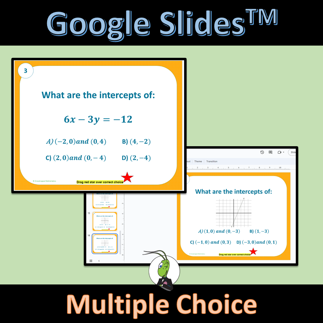 Intercepts from a Linear Graph and Standard Form Algebra 1 Task Cards ...