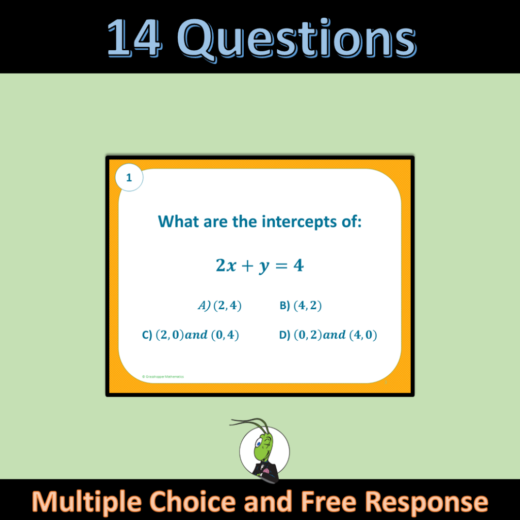Intercepts from a Linear Graph and Standard Form Algebra 1 BOOM Task ...
