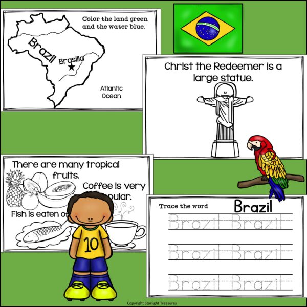 Brazil Mini Book for Early Readers - A Country Study - Made By Teachers
