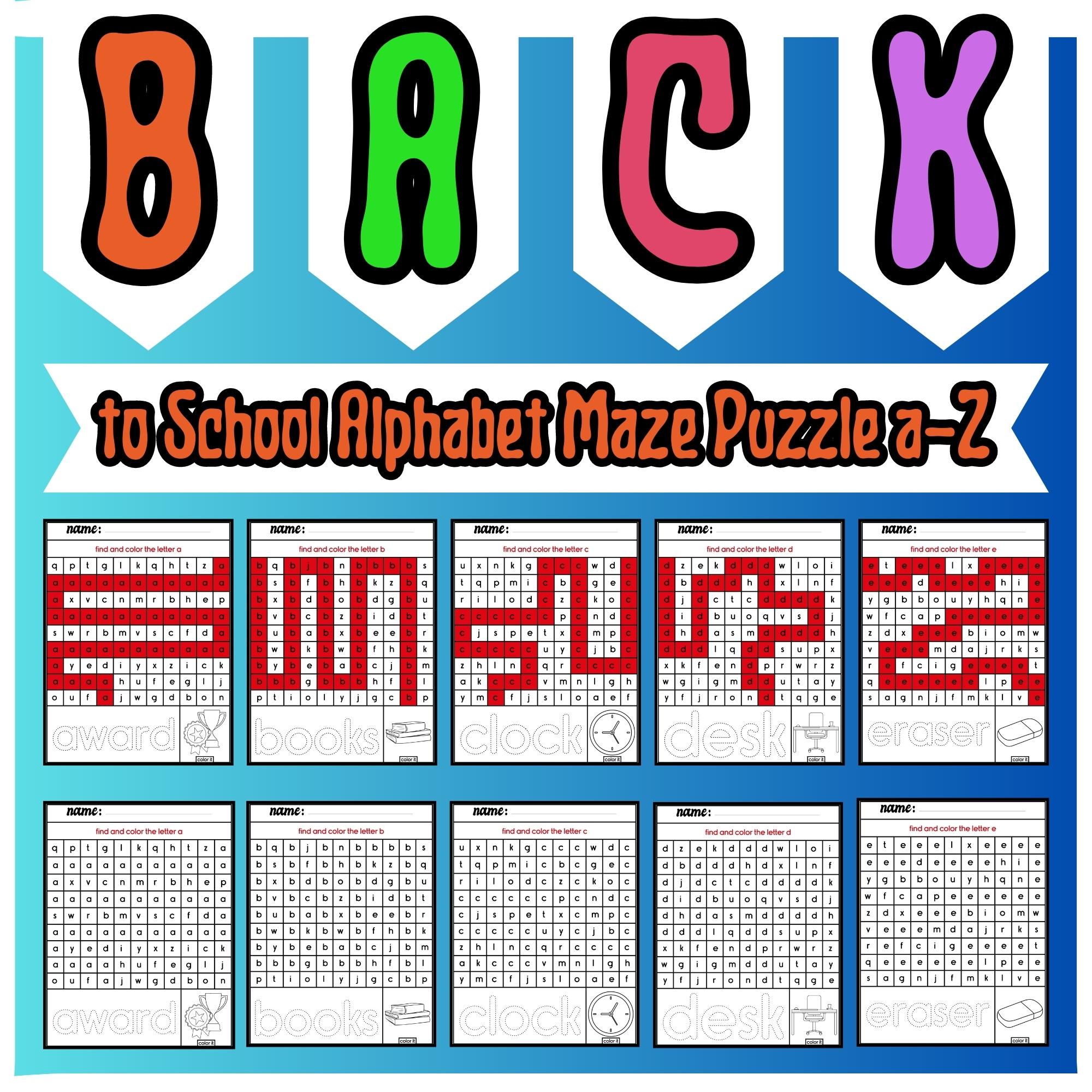 Back to School Alphabet Maze Puzzle a-Z | Made By Teachers