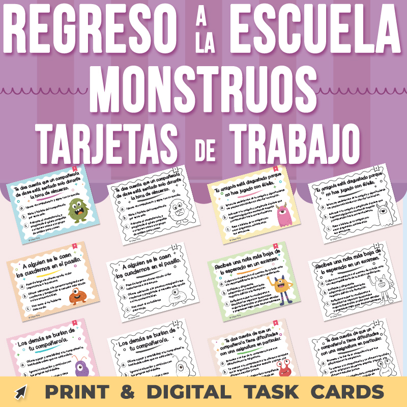 Regreso a la Escuela Monstruos | Tarjetas de Trabajo | Made By Teachers