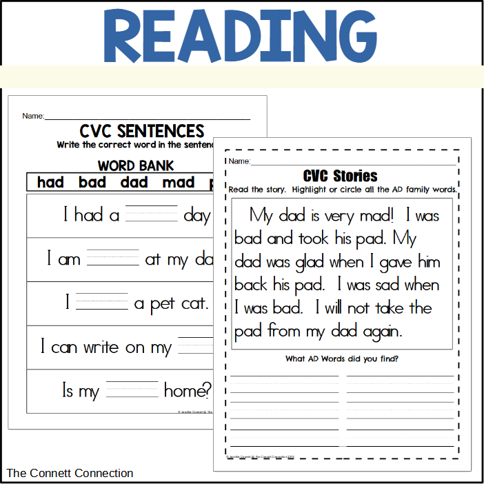 AD Word Family No Prep Worksheets | Made By Teachers