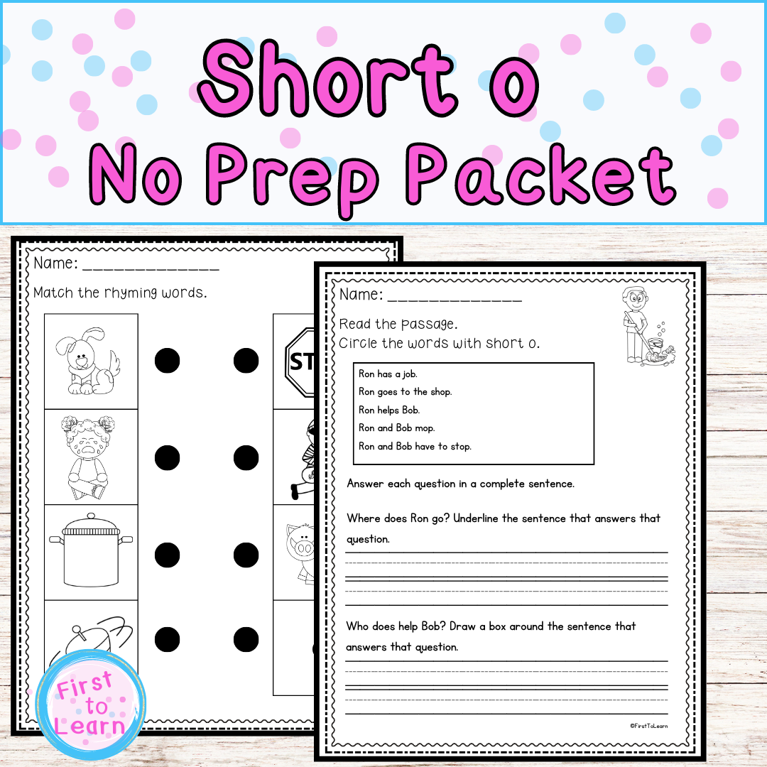 Short o Worksheets and Activities No Prep SOR Aligned | Made By Teachers
