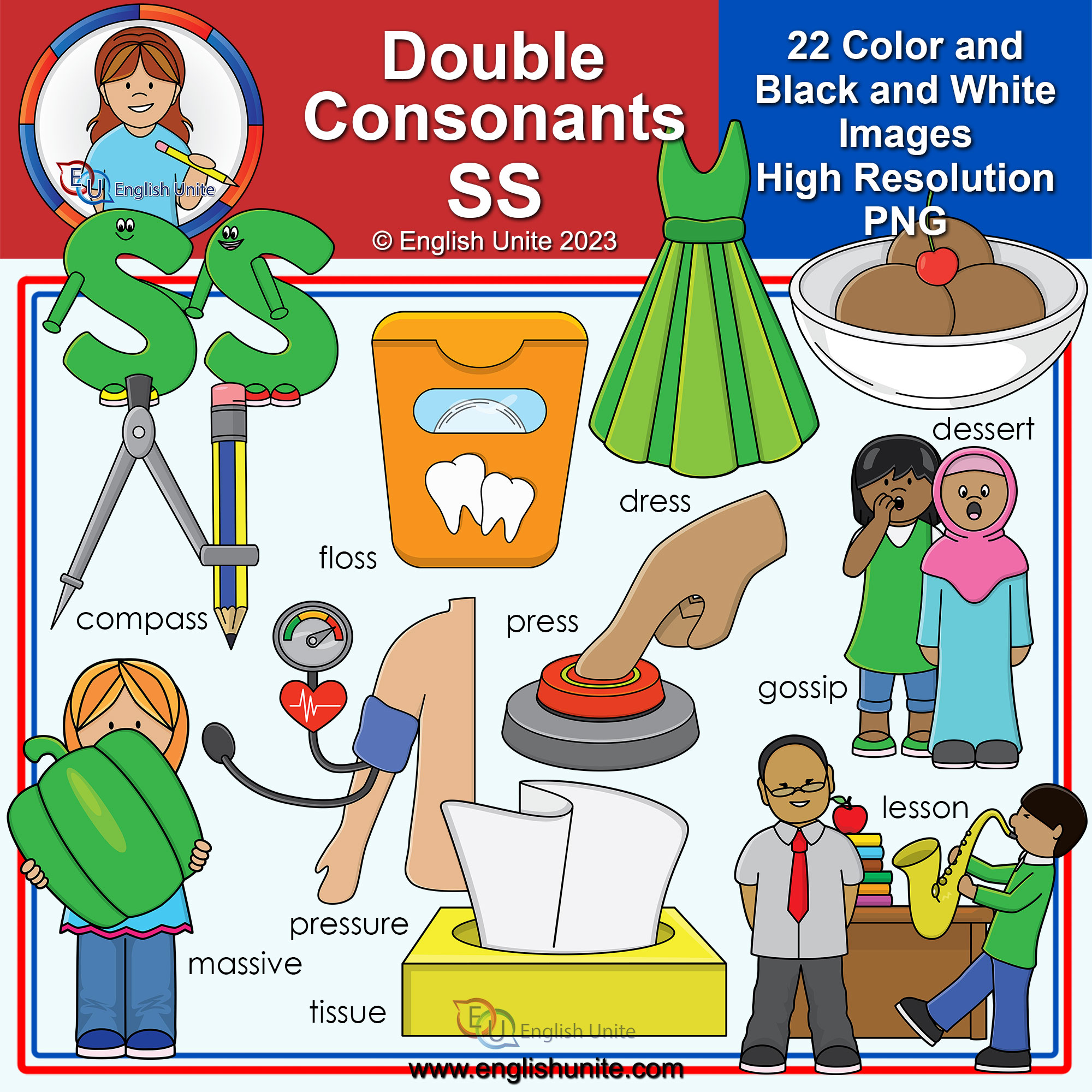 Clip Art - Double Consonants SS | Made By Teachers