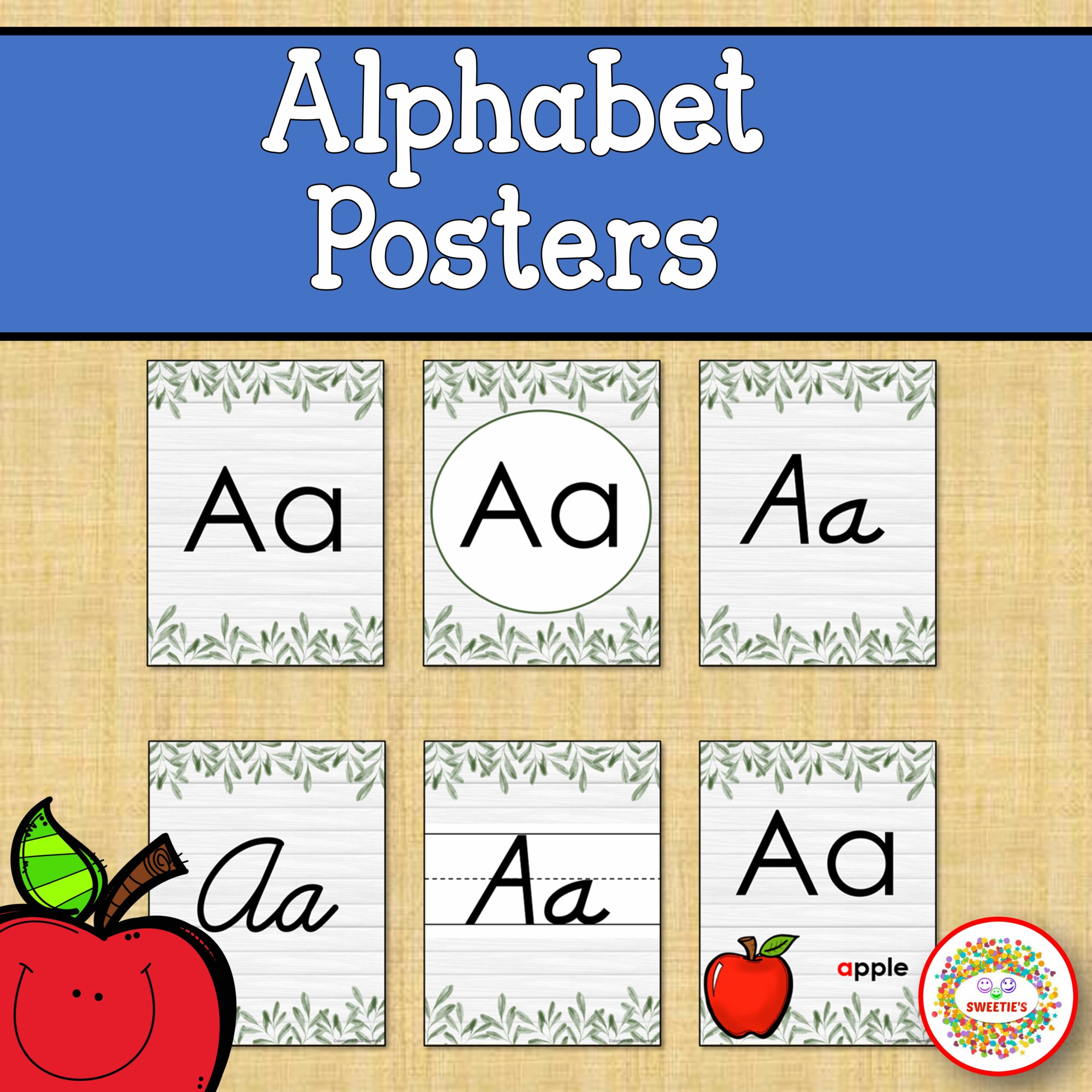 Alphabet Posters Farmhouse Eucalyptus Theme | Made By Teachers