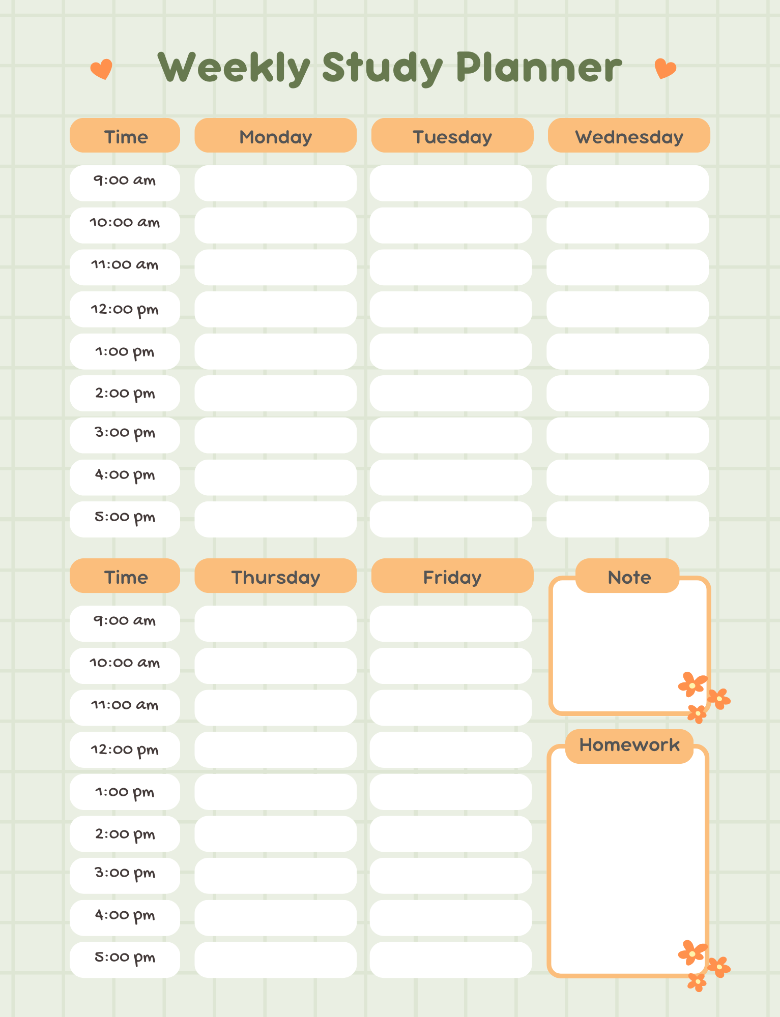 Weekly School Planner