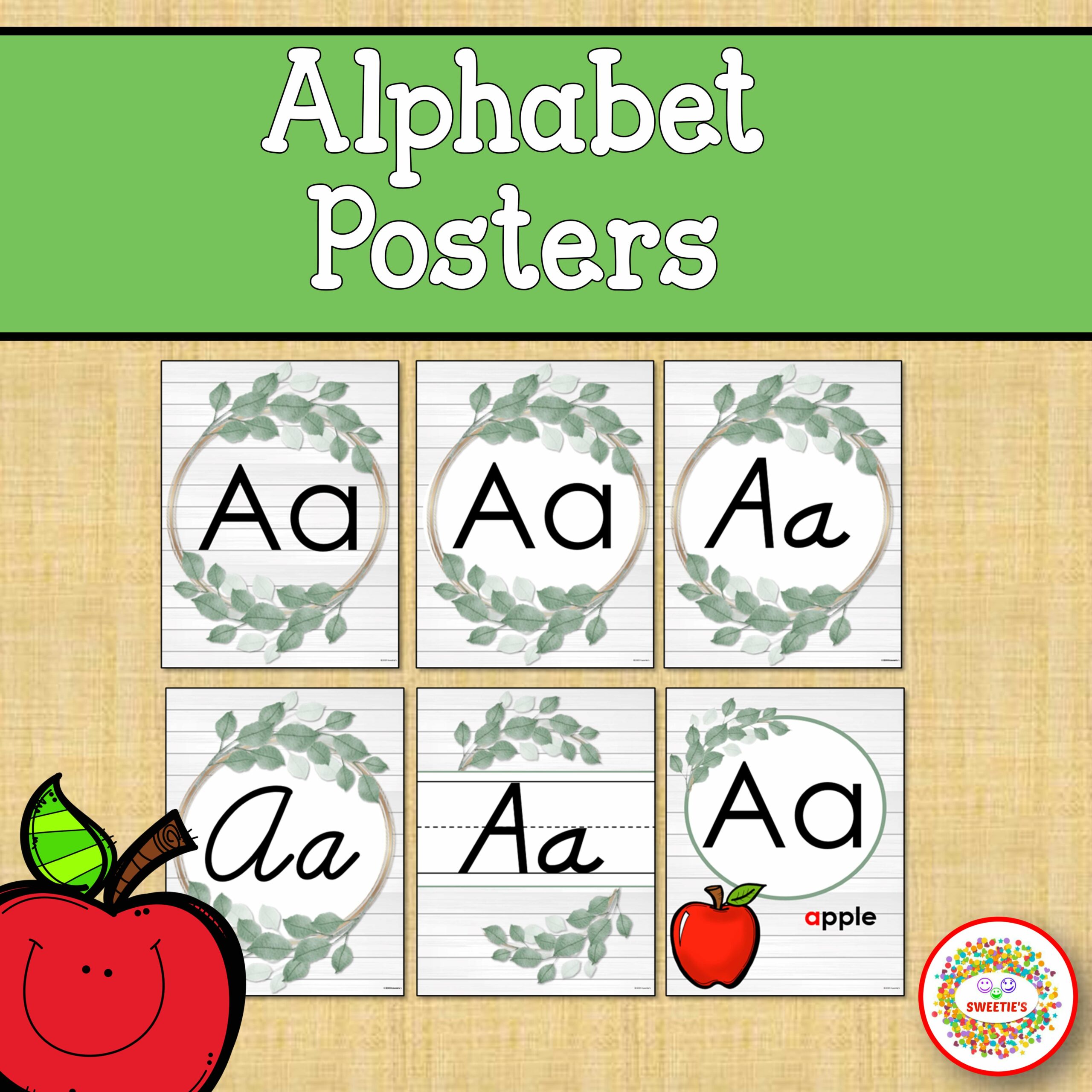 Alphabet Posters Farmhouse Eucalyptus Theme | Made By Teachers