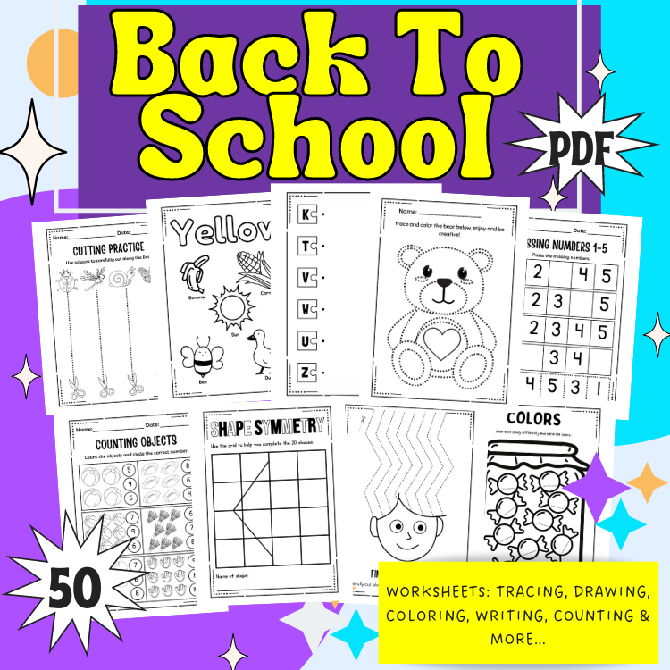 Back To School Preschool Worksheets{ Counting, Tracing, Drawing ...