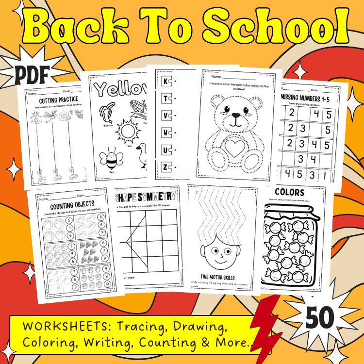 Back To School Preschool Worksheets{ Counting, Tracing, Drawing ...