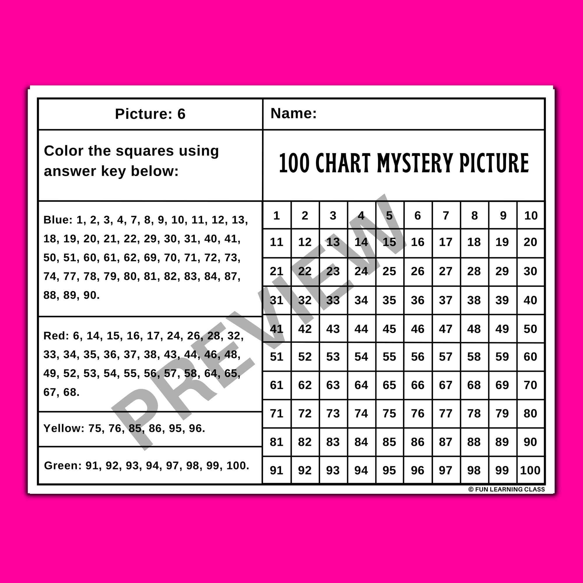 Fall 100s Hundred Chart Mystery Pictures Coloring Pages Digital & Print ...