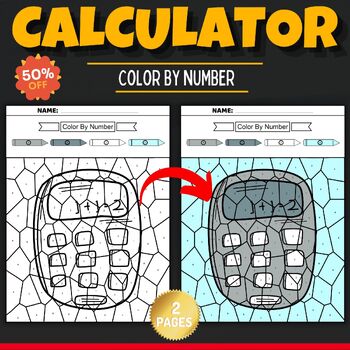 Calculator Back to school Color by number Worksheet August September ...