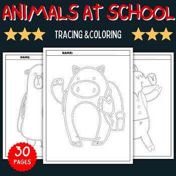 Animals at school Tracing & coloring Worksheets - Fun Back to School ...