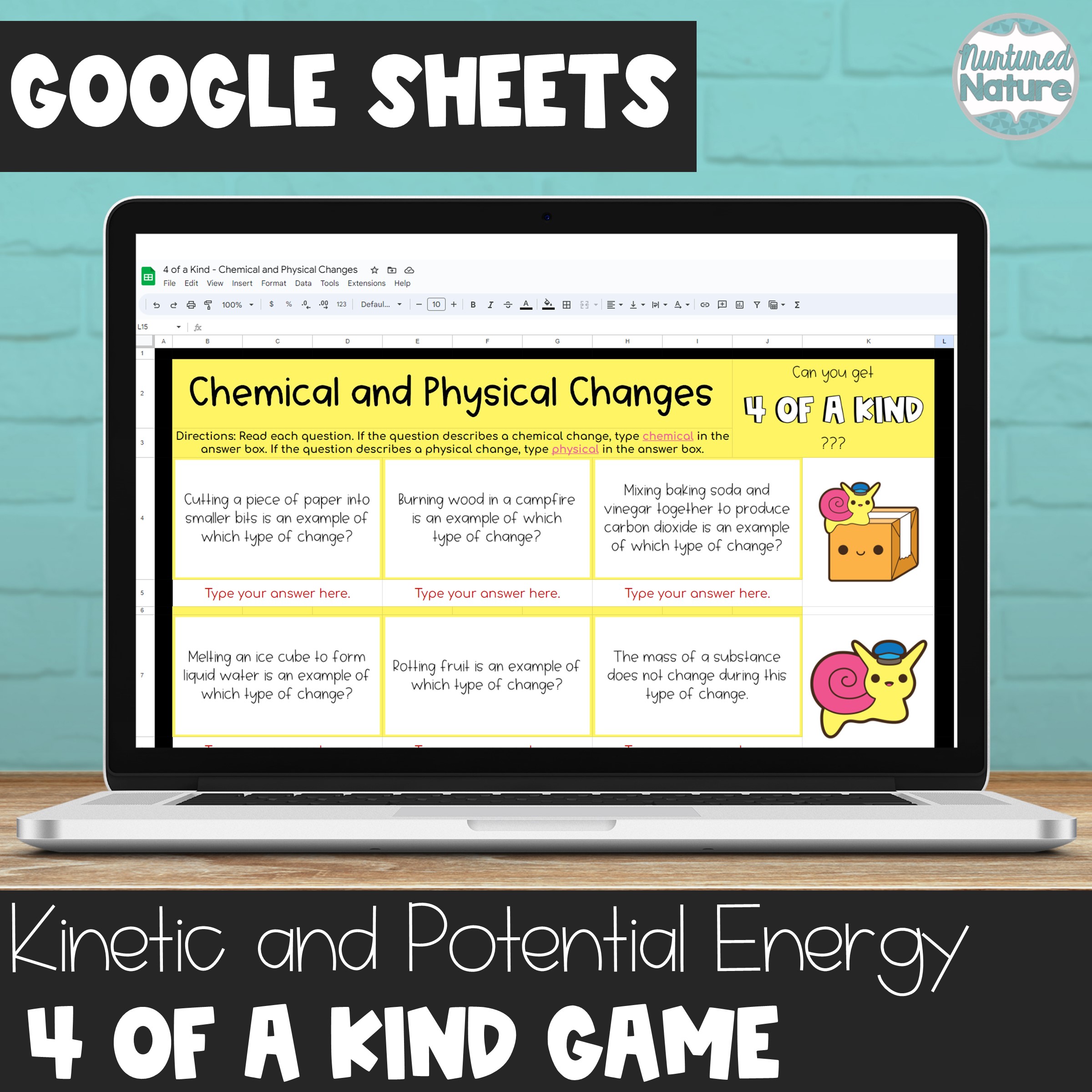 Physical and Chemical Changes Practice Game - 4 of a Kind for Google ...