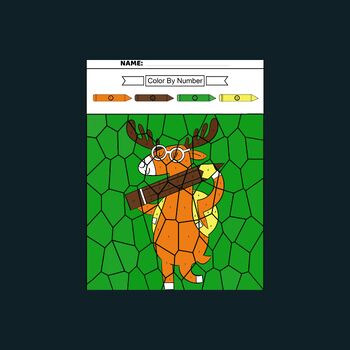 Deer at school Color by number Coloring Pages - Fun Back to school ...