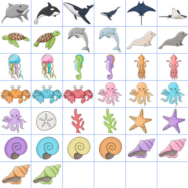 Ocean Animals Clipart - Sea Life Clip Art - Commercial Use OK | Made By ...