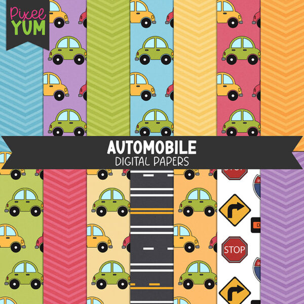 Automobiles Patterned Digital Paper - Commercial Use OK | Made By Teachers
