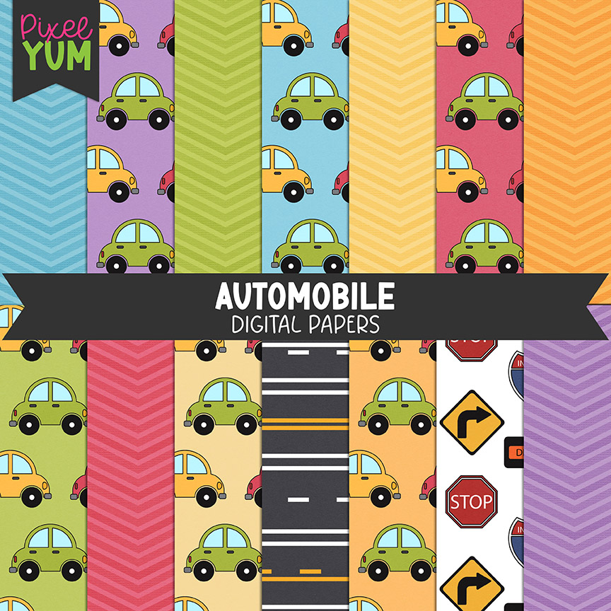 Automobiles Patterned Digital Paper - Commercial Use OK | Made By Teachers