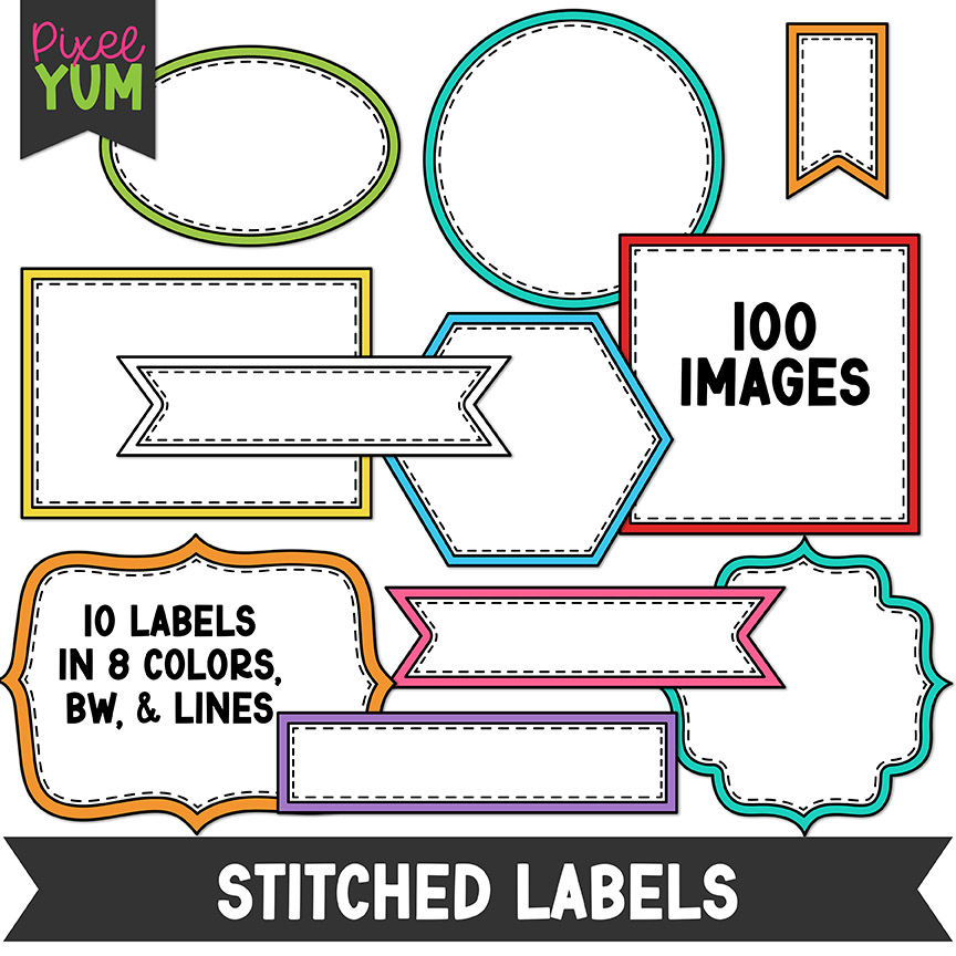 Stitched Labels Clipart - Rainbow Colors - Commercial Use OK | Made By ...