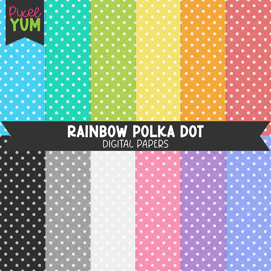 Rainbow Polka Dot Digital Papers - Commercial Use OK | Made By Teachers