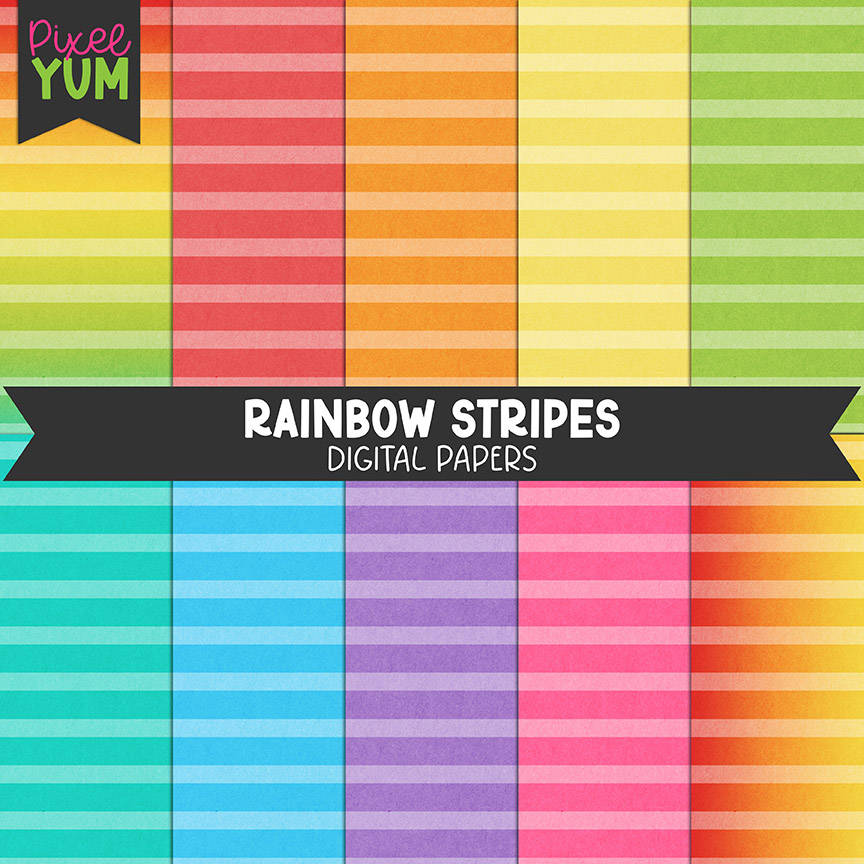 Rainbow Stripes Digital Papers - Commercial Use OK | Made By Teachers