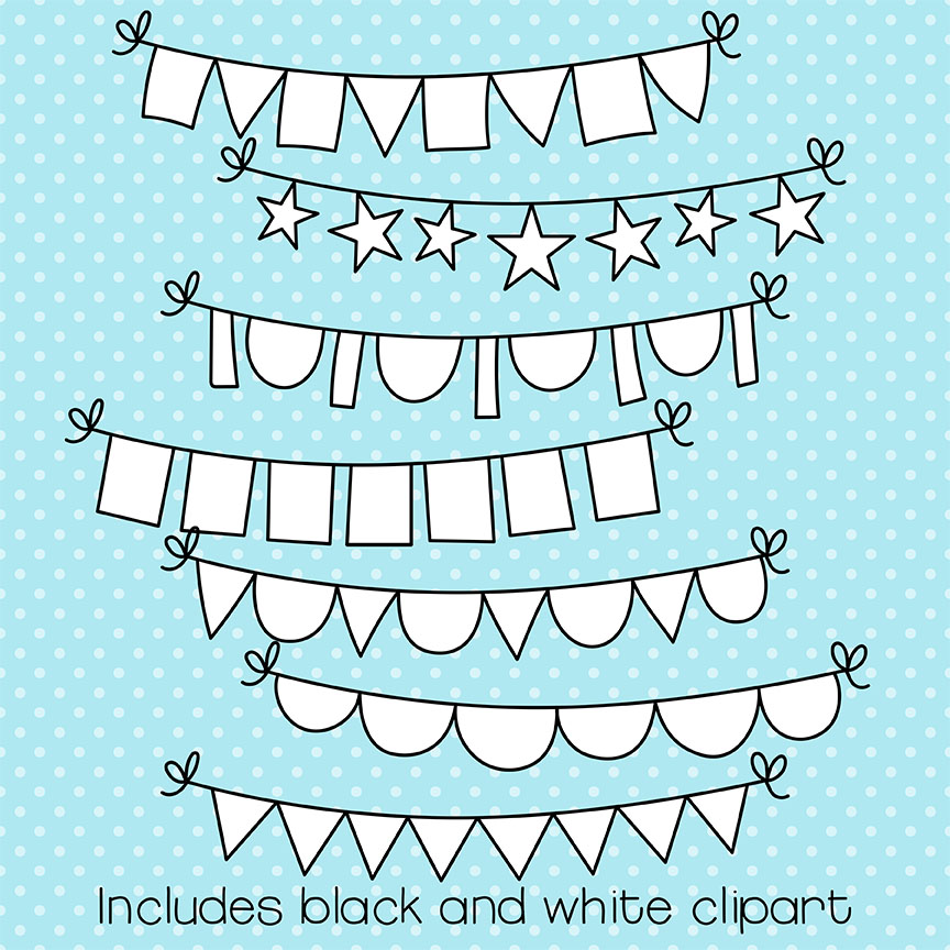 Bunting Banners Clipart - Pennant Clip Art - Commercial Use OK | Made ...
