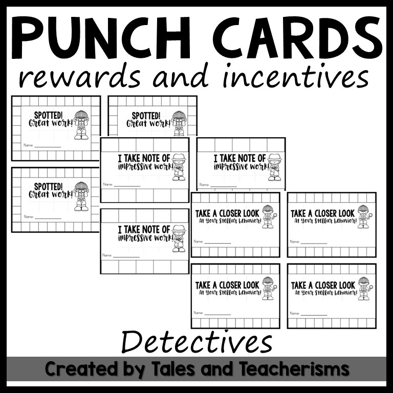 Punch Cards for Rewards and Incentives: Detectives Themed Options ...