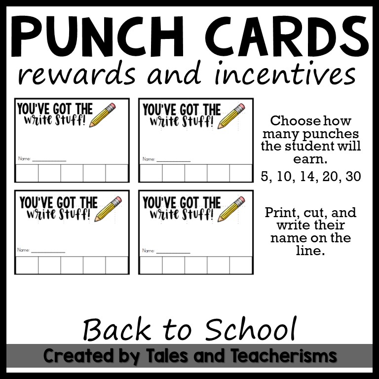 Punch Cards for Rewards and Incentives: Back to School Fall Themed ...