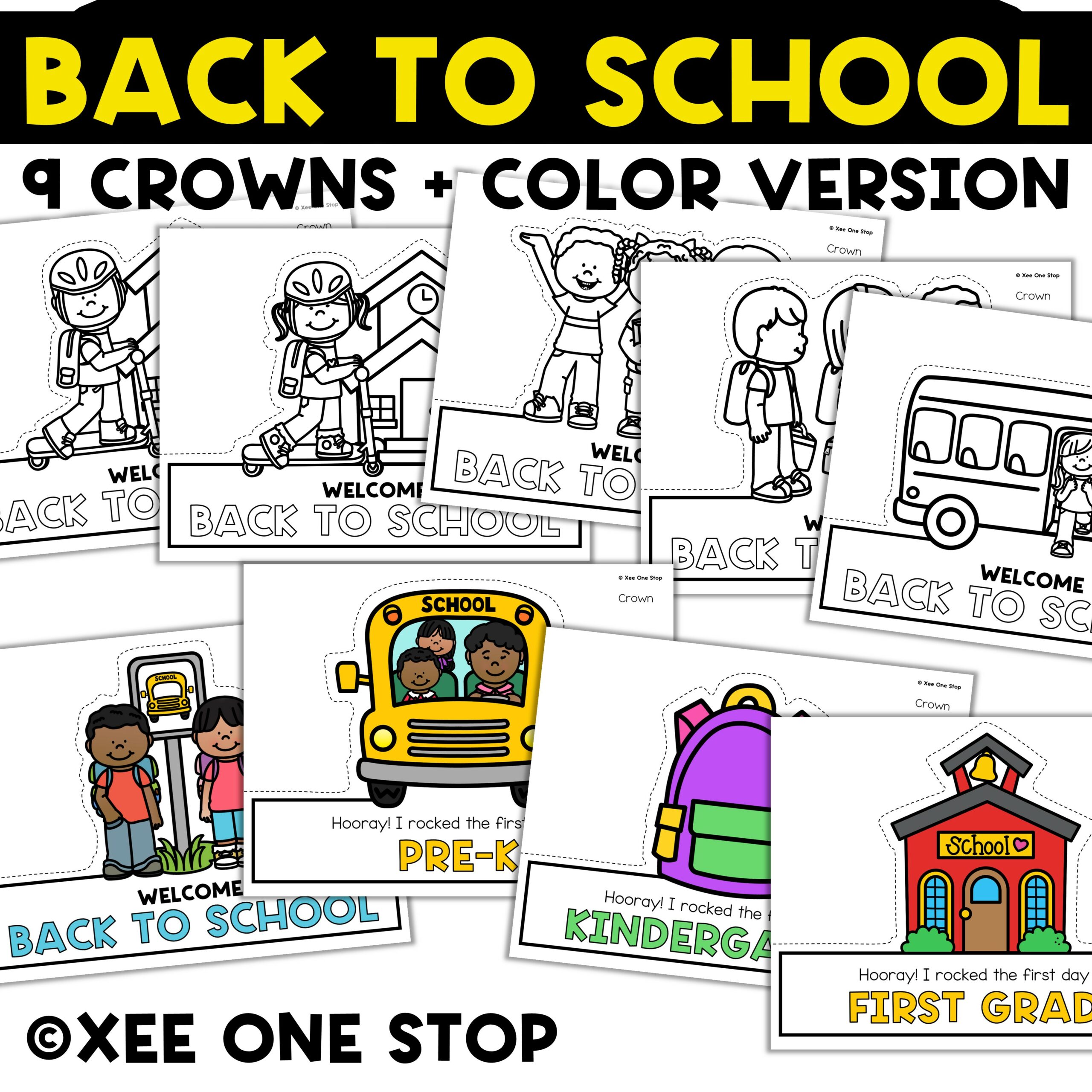 Welcome Back to School Crowns Hats Headband Craft First Day of School ...