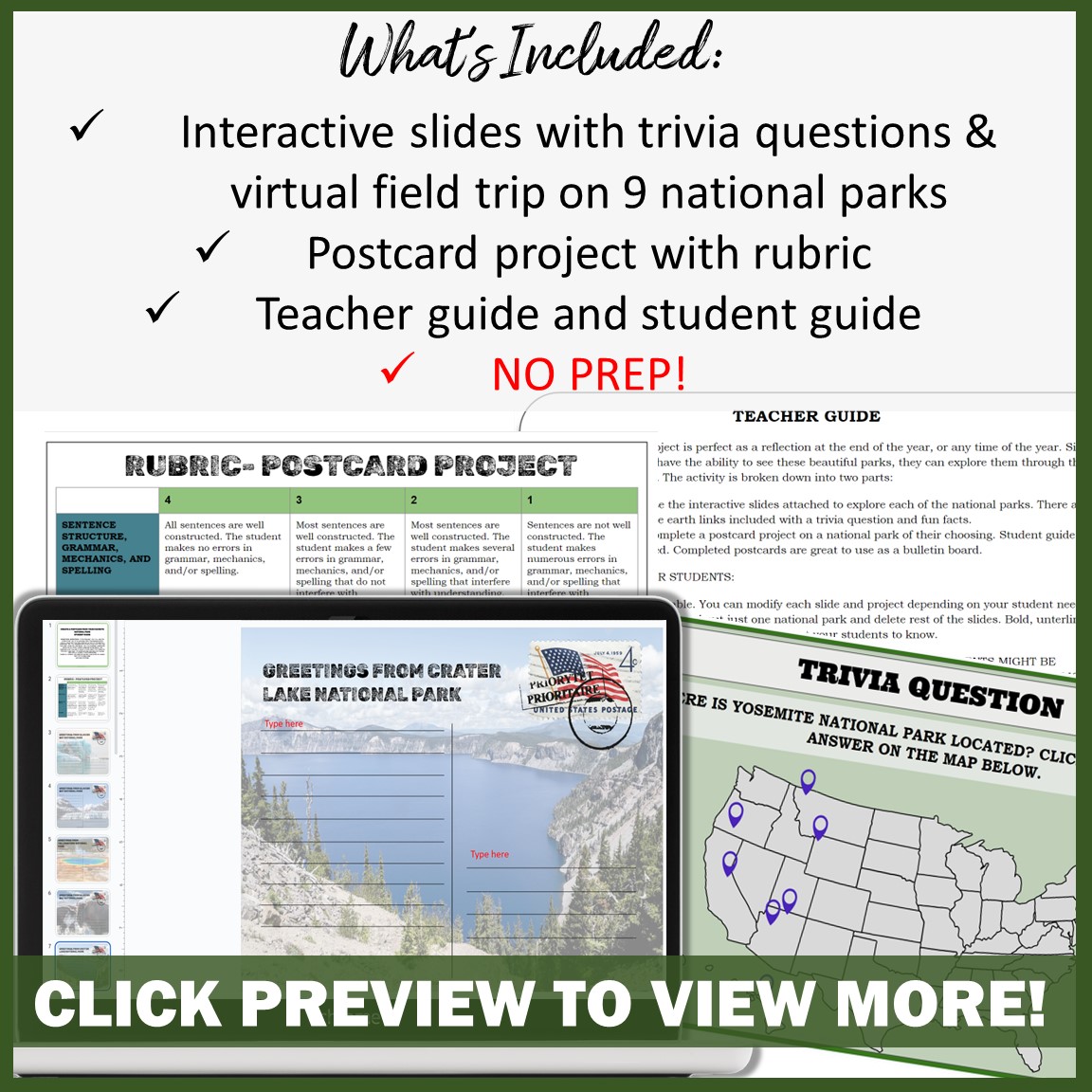 National Parks postcard project: End of the year social studies ...