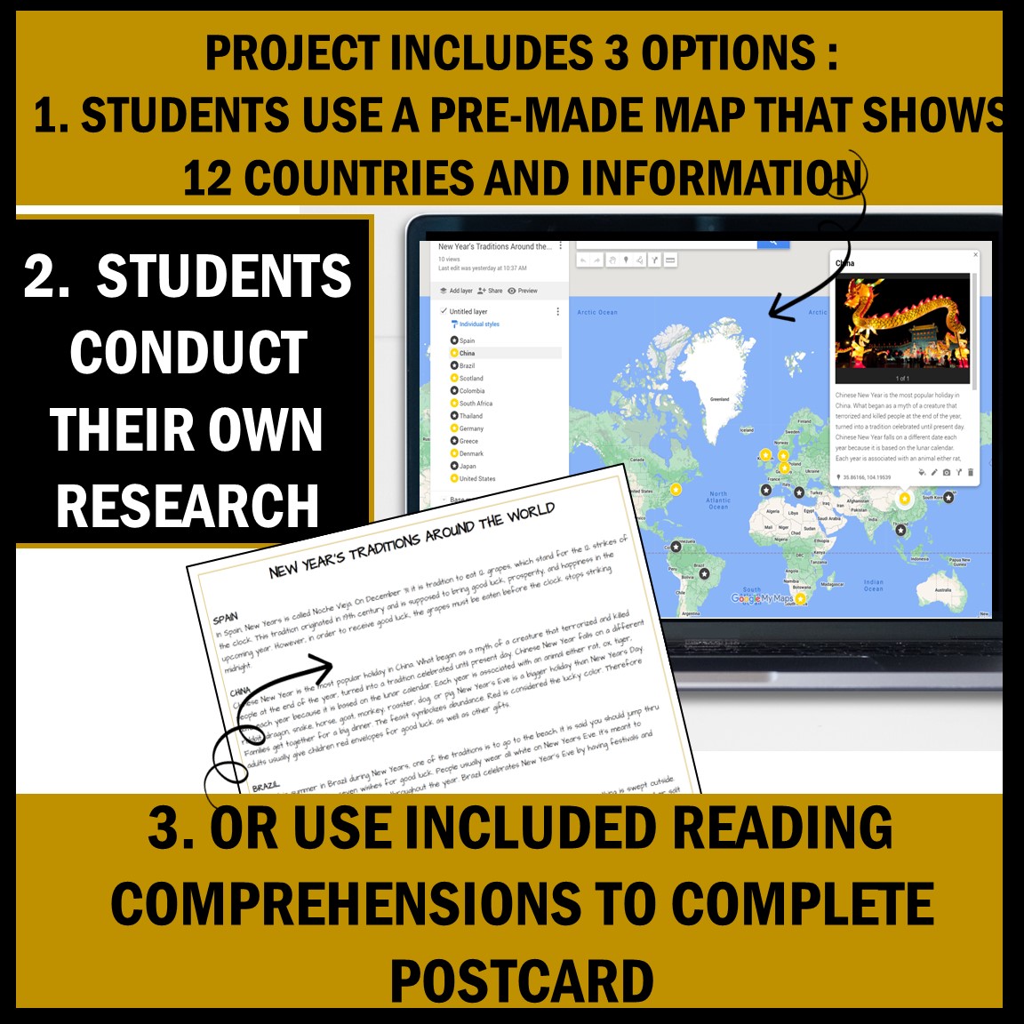 New Years Around the World social studies project with interactive map ...