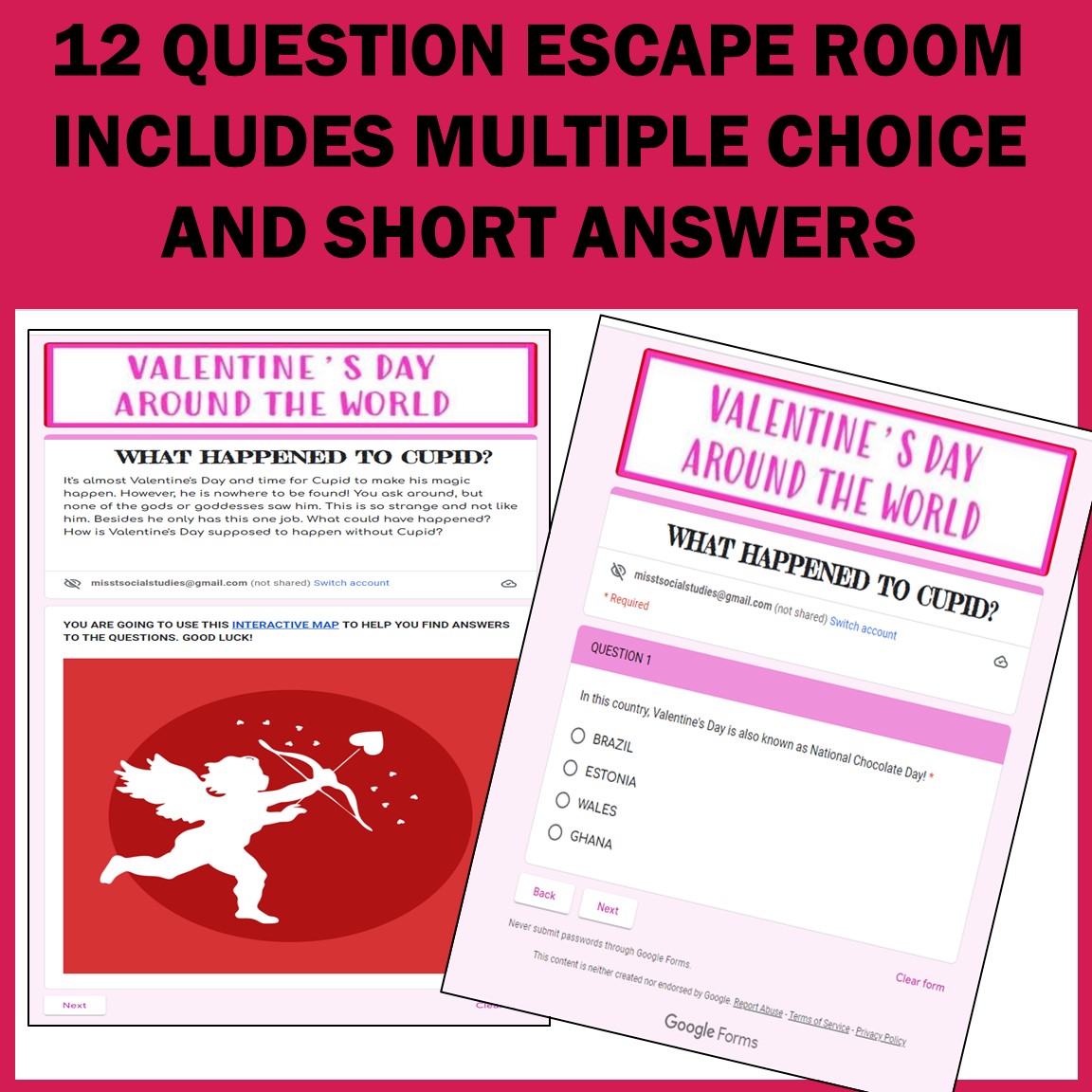 Social Studies Valentine's Day Around the World Activity: Digital ...