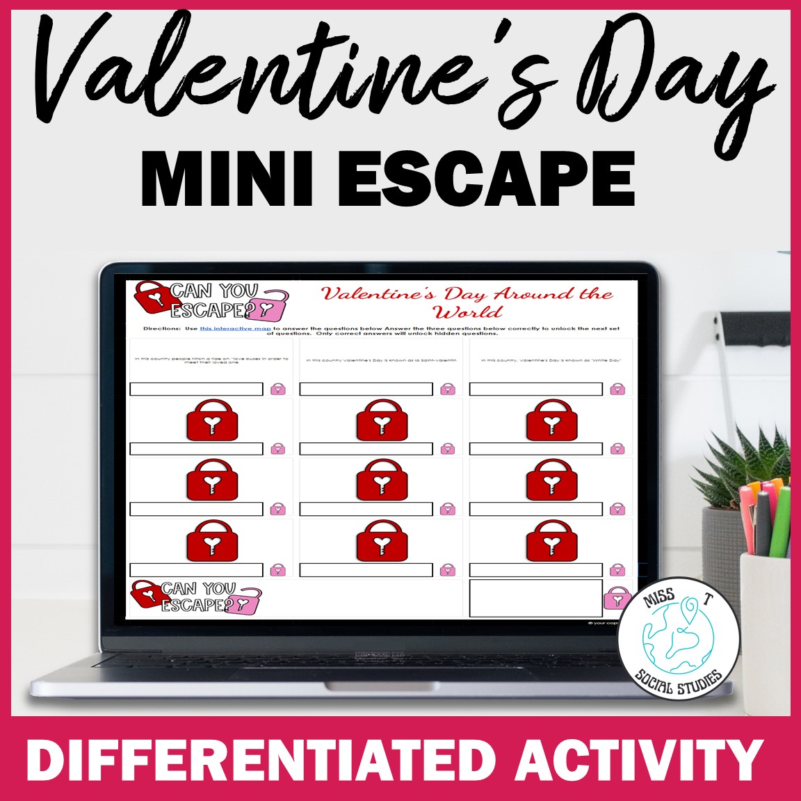 Valentine's Day Around the World Mini Escape Activity : Social studies ...