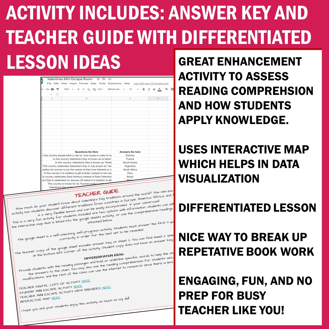 Valentine's Day Around the World Mini Escape Activity : Social studies ...