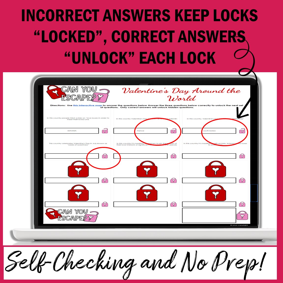 Valentine's Day Around the World Mini Escape Activity : Social studies ...