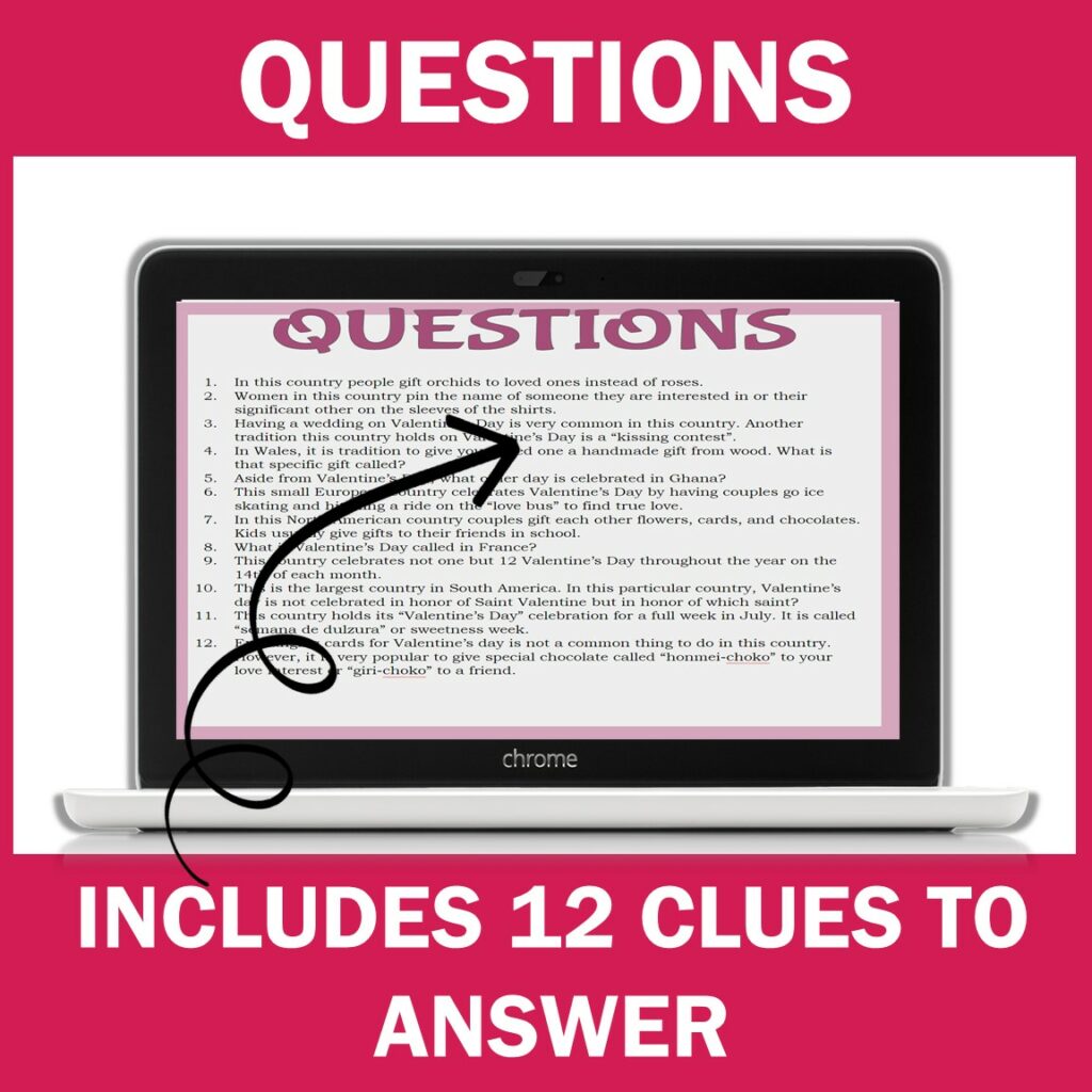 Social Studies Valentine's Day Traditions Around the World: Scavenger ...