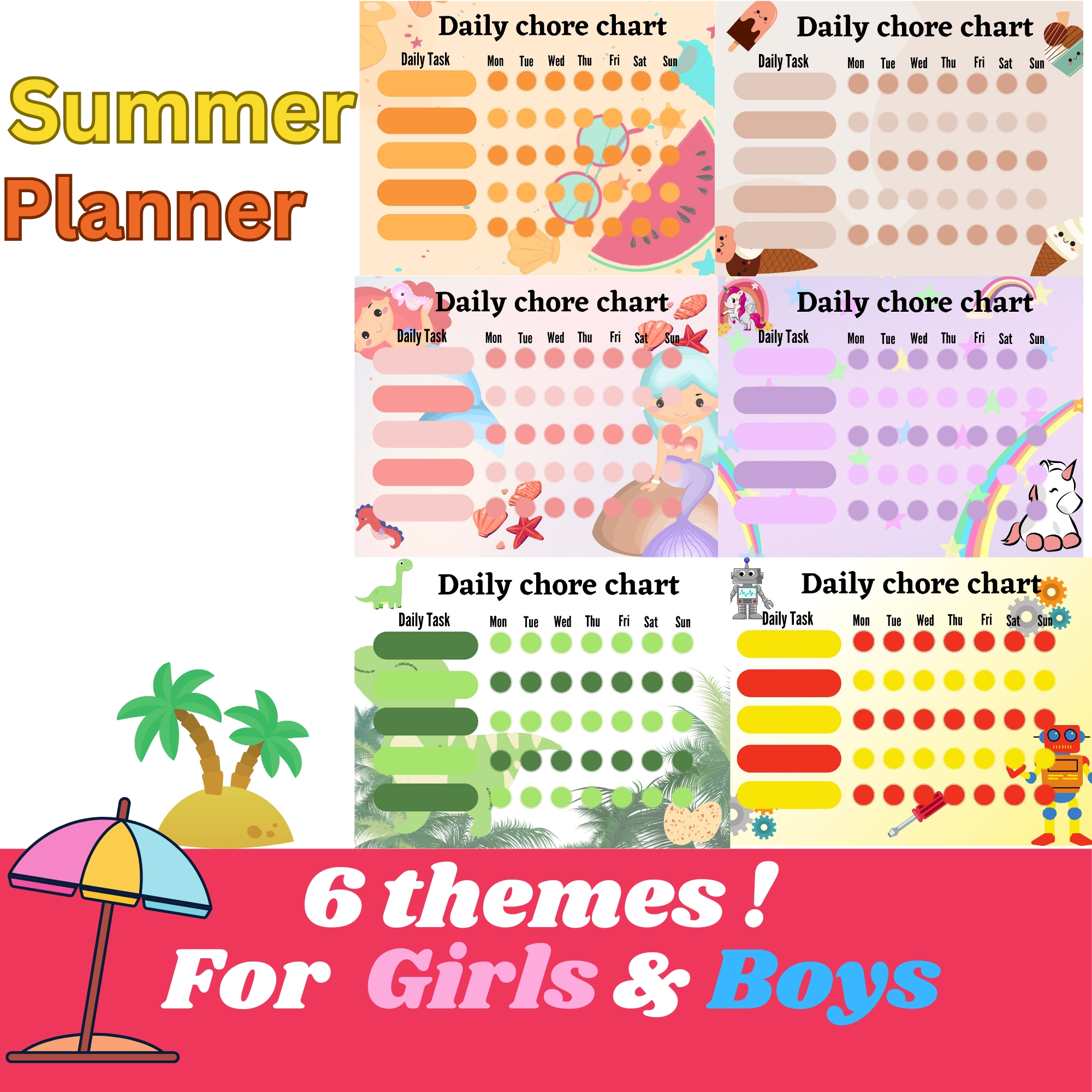SUMMER CHORE CHART PRINTIBALE FOR KIDS | Made By Teachers
