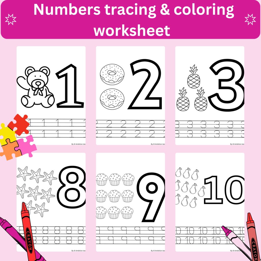 TRACING and COLORINS NUMBERS 1-10 | Made By Teachers