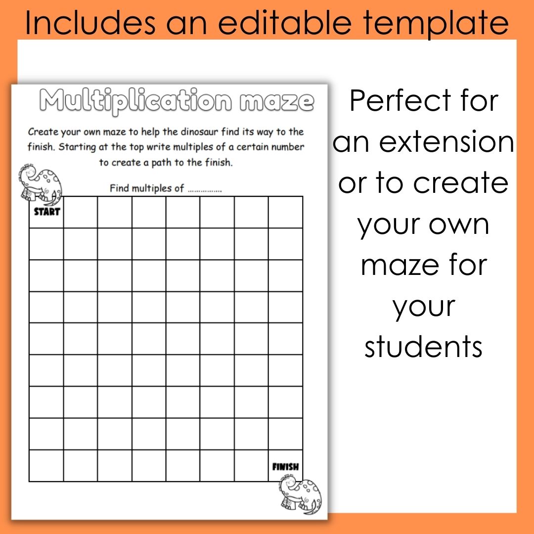 33 Multiplication Math Mazes for Multiples 2 - 12 - Plus an Editable ...