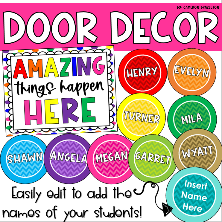 Back to School Door Display Bulletin Board Decoration Rainbow Brights ...