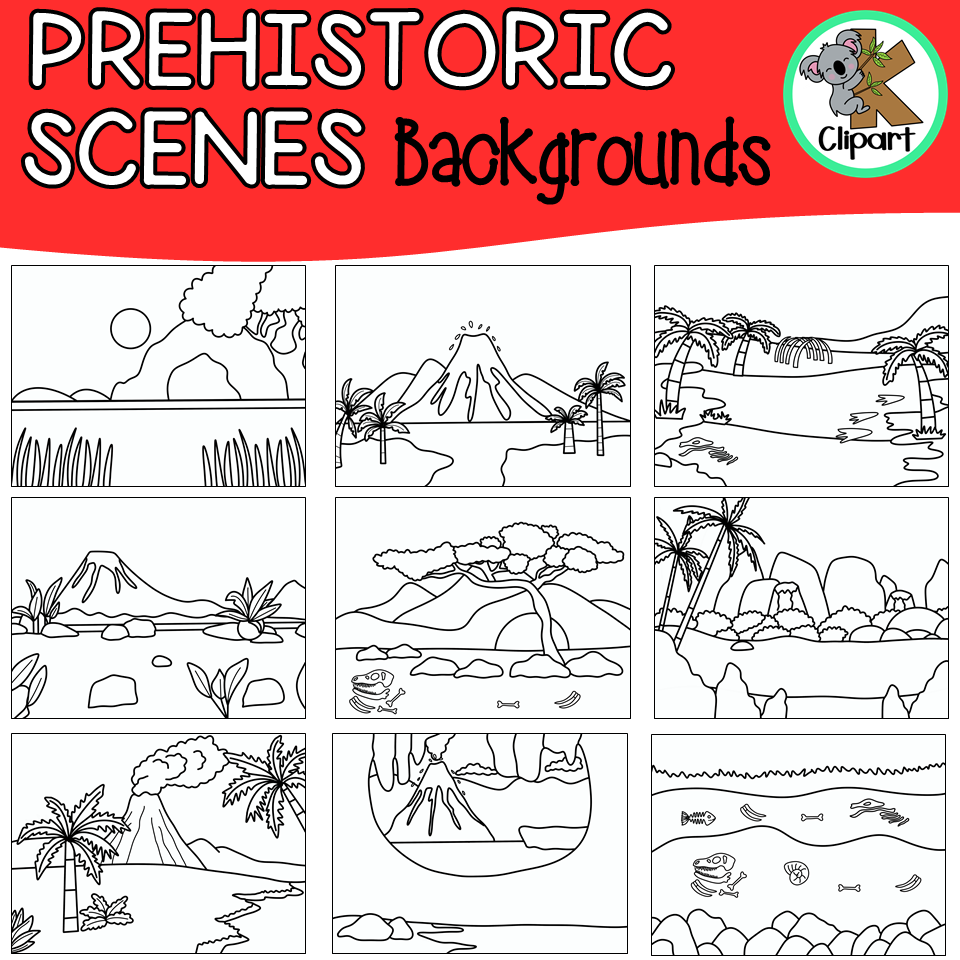 Prehistoric Background Scenes by K Clipart | Made By Teachers