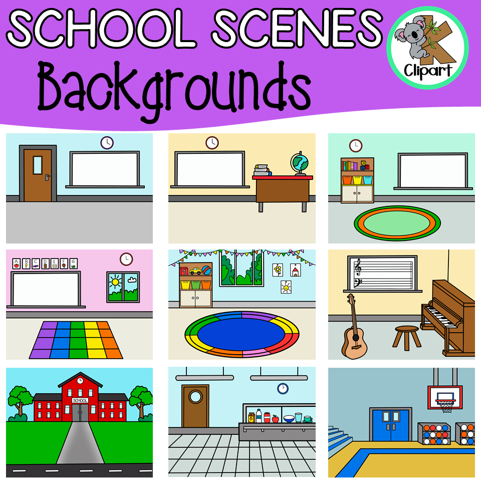 School Background Scenes by K Clipart | Made By Teachers